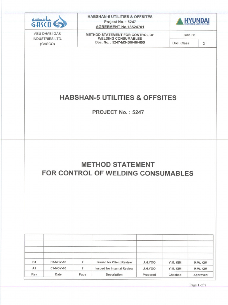 5247-MS-500!00!605 Method Statement For Control of Welding Consumables ...