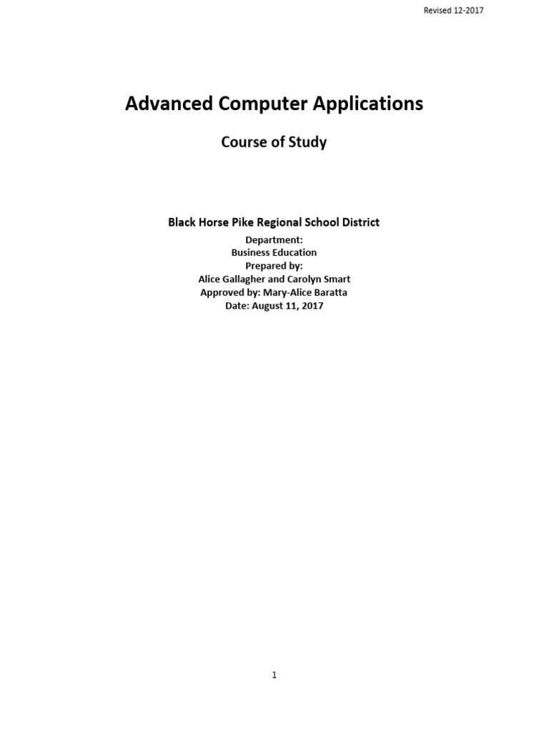 Advanced Practical Computer Applications Curriculum - COMPLETED | PDF | Databases | Spreadsheet