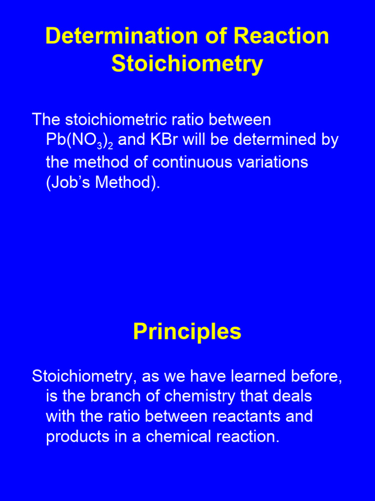 Determination of Reaction Stoichiometry | PDF | Stoichiometry ...