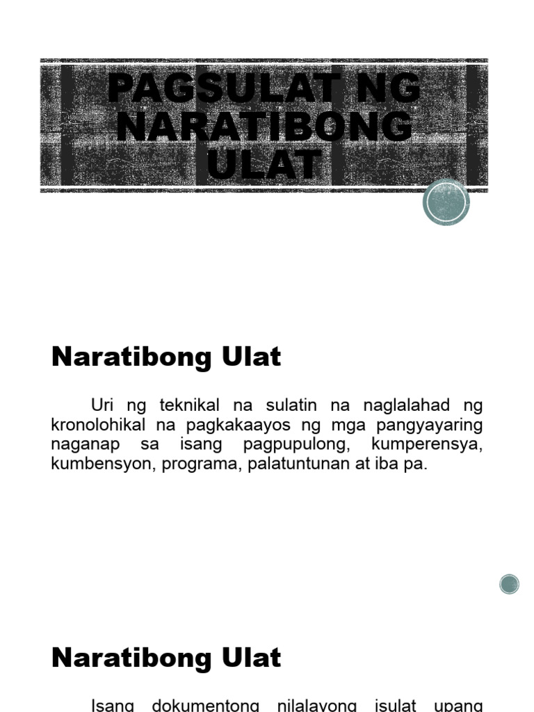 Pagsulat NG Naratibong Ulat | PDF