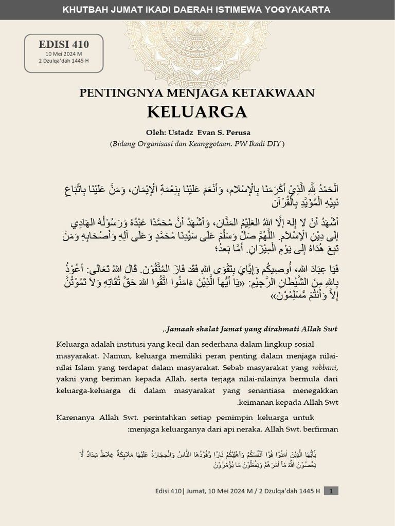 Edisi 410 - 100524 - Evan Perusa - Pentingnya Menjaga Ketakwaan ...