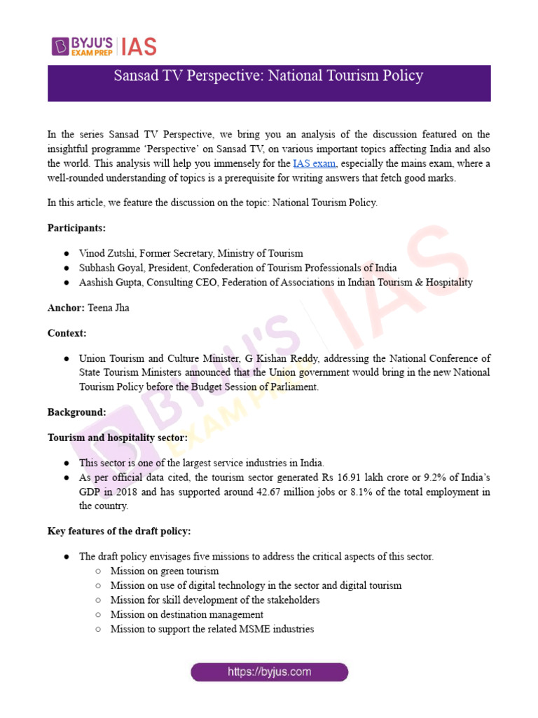 National Tourism Policy Analysis | PDF | Tourism | Infrastructure