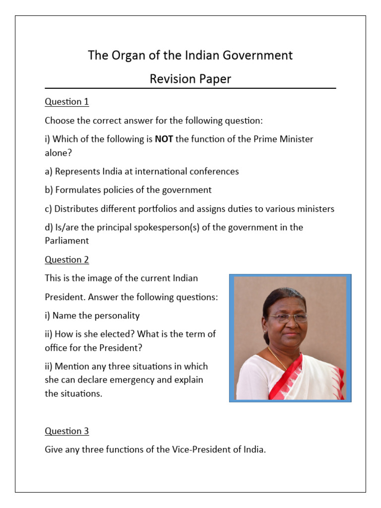 The Organs of The Indian Government Paper | PDF | Career & Growth