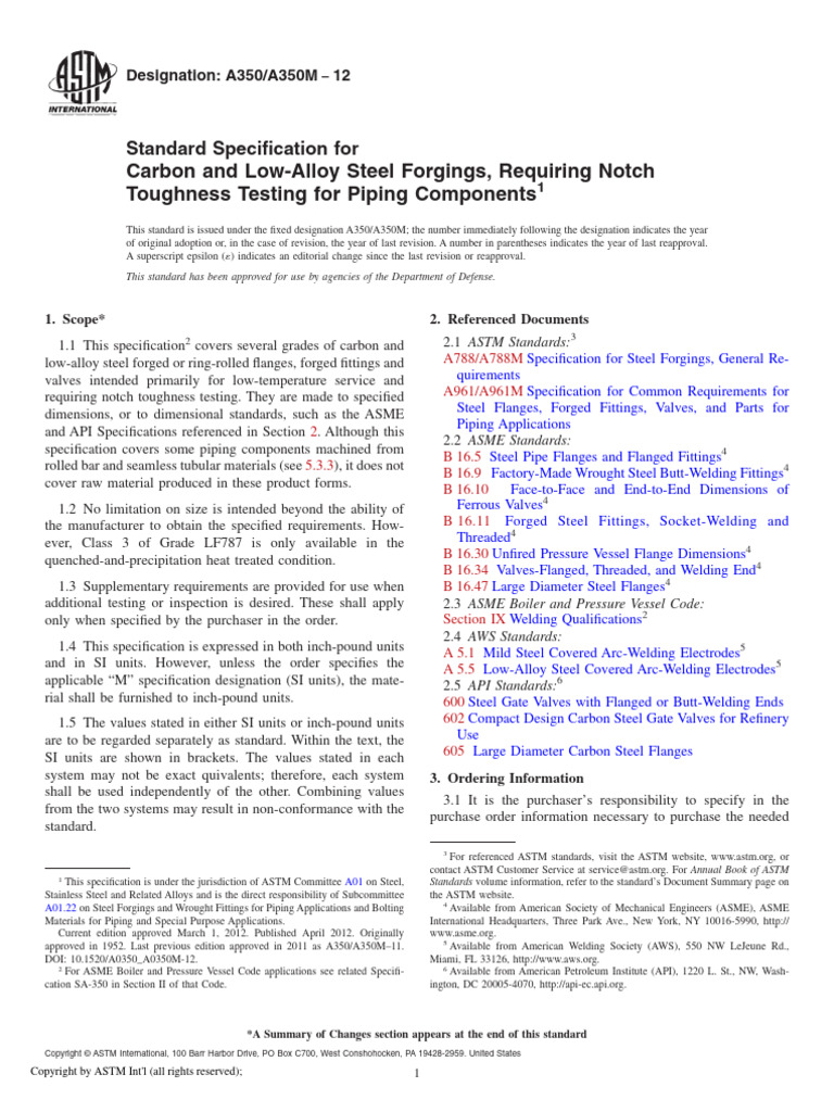 A350a350m & - 8722 12 | PDF | Heat Treating | Forging