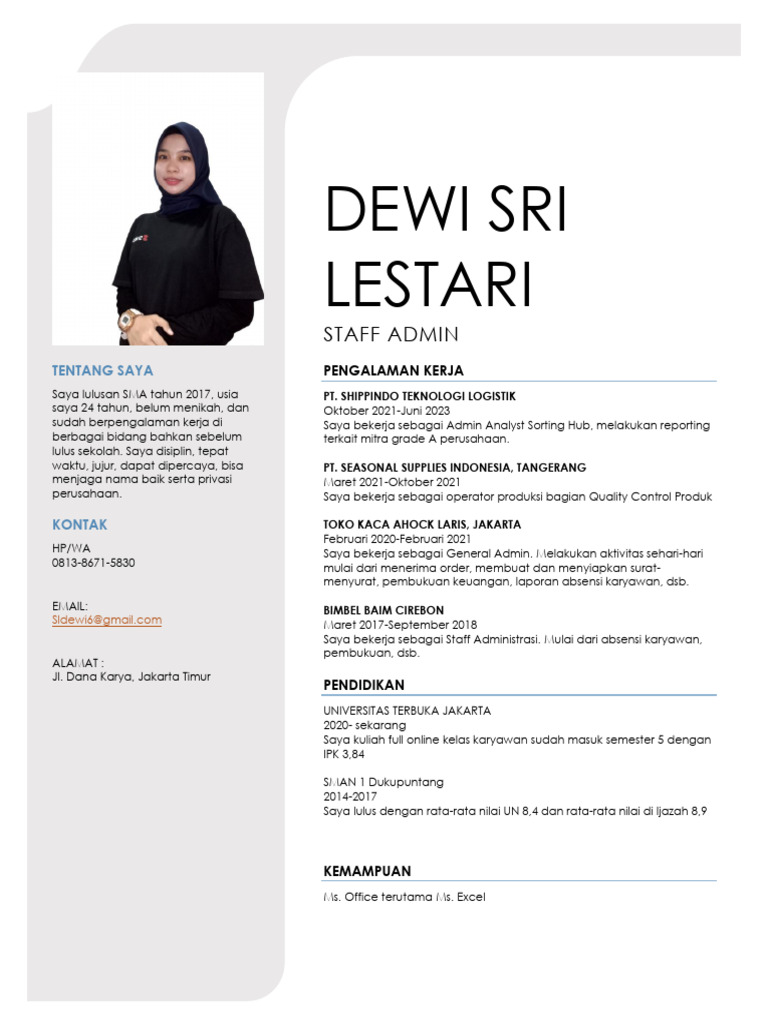 CV Dewi Sri Lestari (Staff Admin) | PDF | Bisnis | Pengelolaan Keuangan & Uang