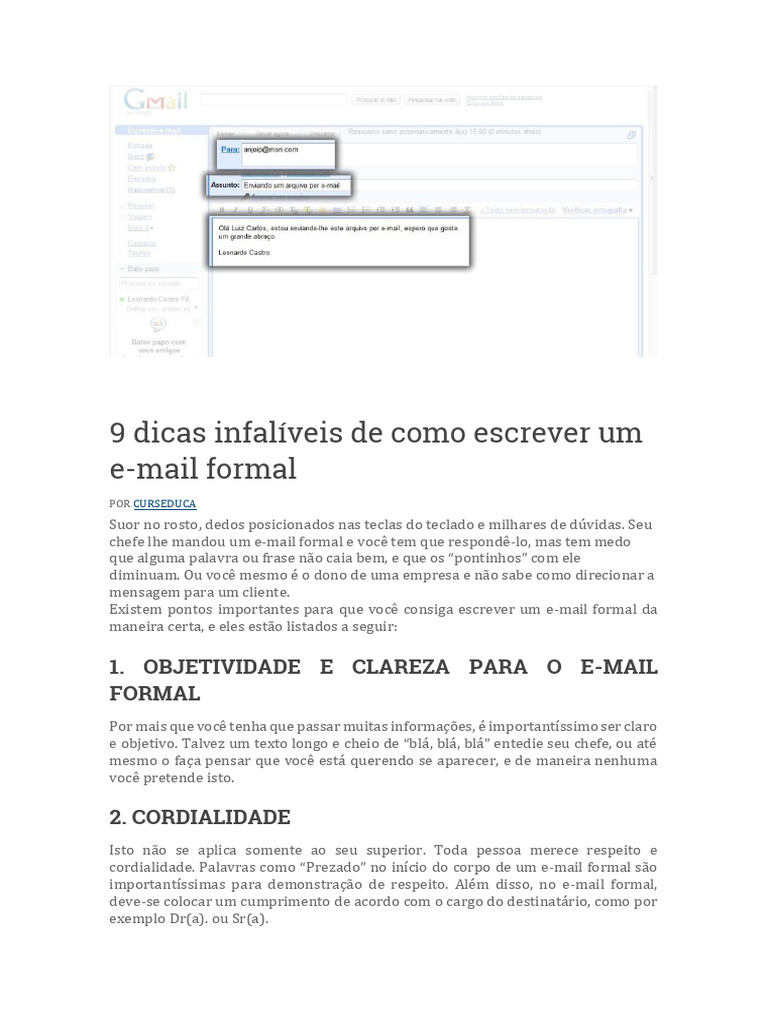 9 Dicas Infalíveis de Como Escrever Um e E-Mail Formal | PDF | Negócios