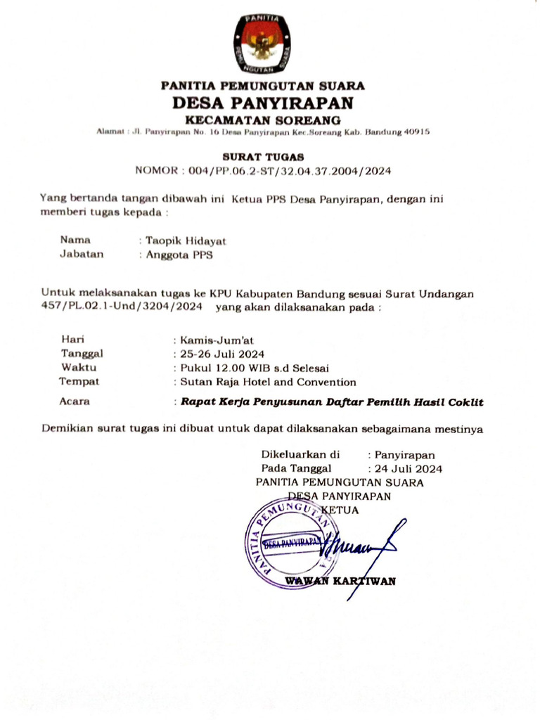 Contoh Surat Tugas | PDF