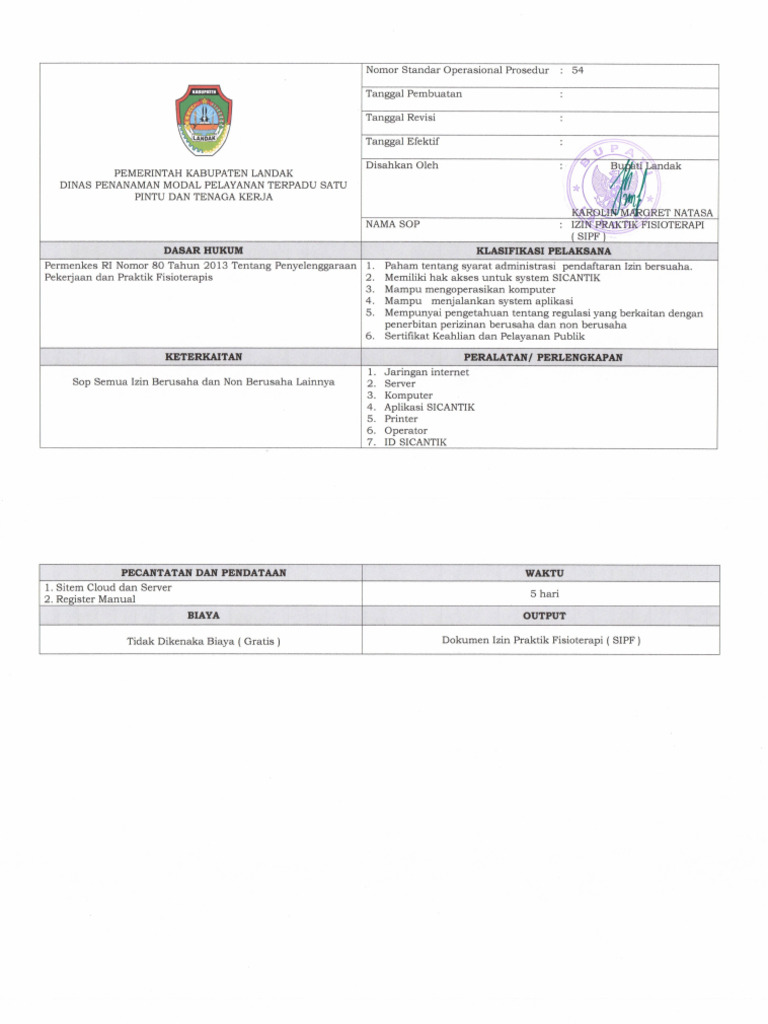 SOP Izin Praktik Fisioterapi | PDF