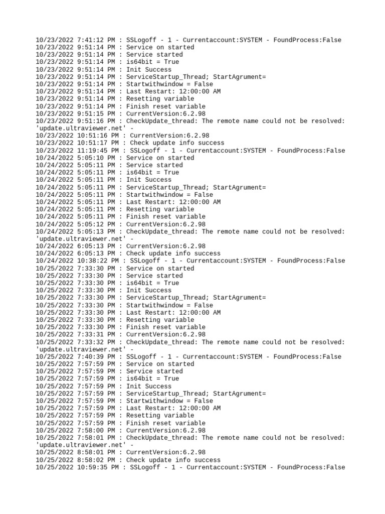 UltraViewerService Log | PDF | Computer Programming