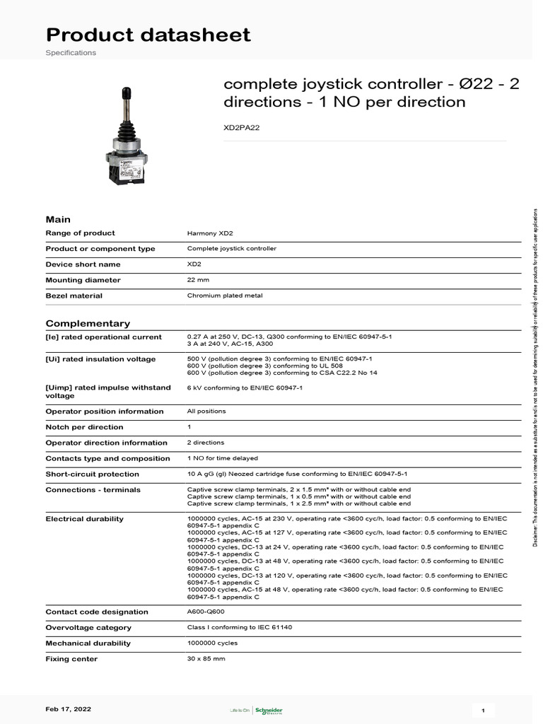 Joy Stick Control Data Sheet - 2 | PDF | Equipment | Electronics