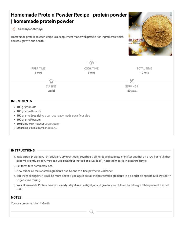 Homemade Protein Powder Recipe - Protein Powder - Homemade Protein ...