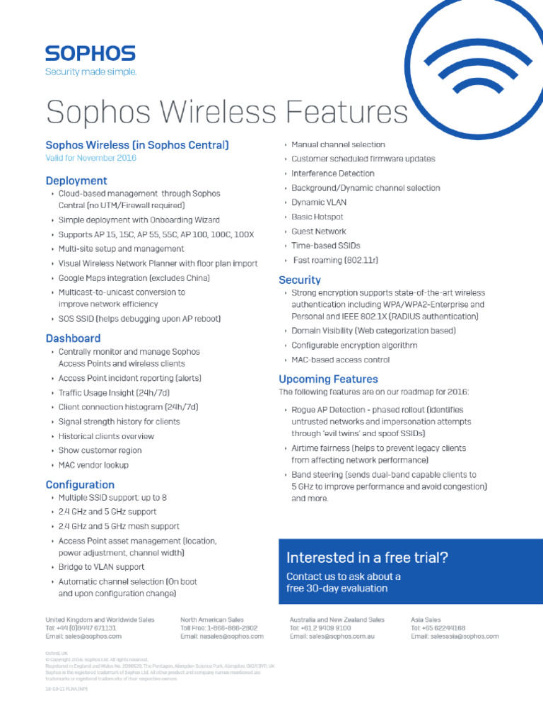 Sophos Wireless Features - Manuals | PDF