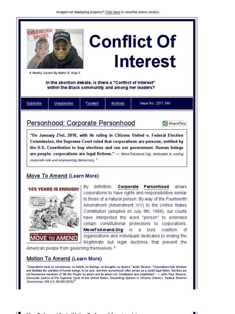 Personhood: Corporate Personhood | PDF | Citizens United V. Fec ...