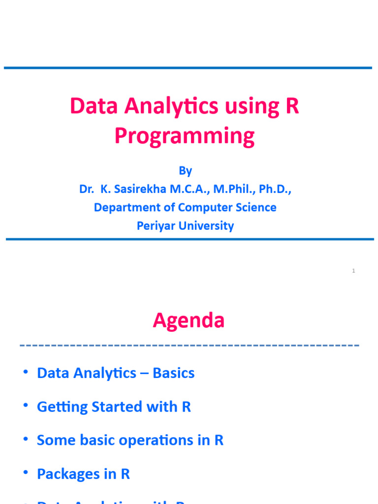 Data Analytics Using R | PDF | Analytics | Matrix (Mathematics) Data Analytics Using R | PDF | Analytics | Matrix (Mathematics)