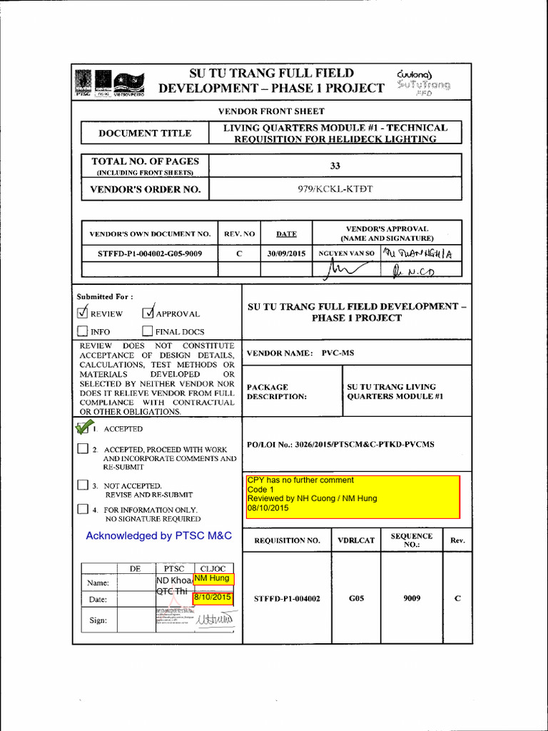 STFFD-P1-004002-G05-9009 Rev C TR For Helideck Lighting - CL-C1 | PDF | Welding | Construction