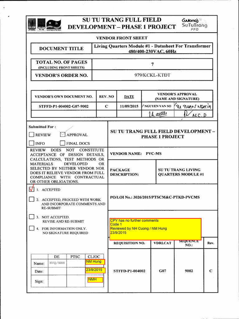 STFFD-P1-004002-G07-9002 Rev C Datasheet For Transformer 480,400-230 VAC, 60Hz - CL-C1 | PDF ...