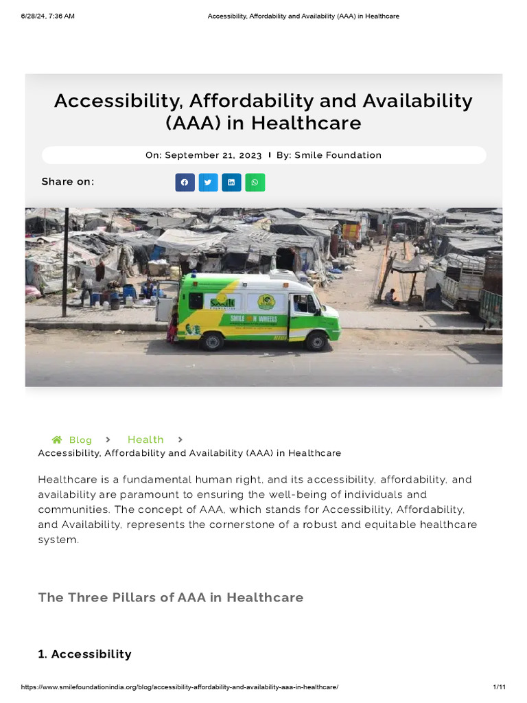 Accessibility, Affordability and Availability (AAA) in Healthcare | PDF ...