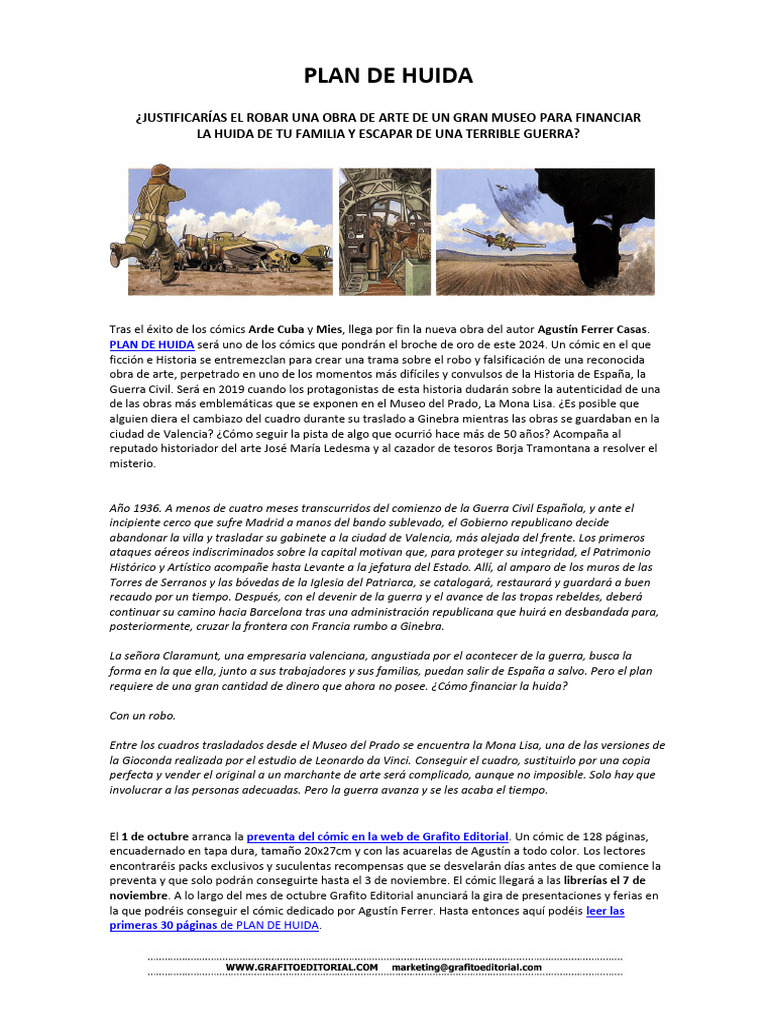 Nota de Prensa - Cómic - Plan de Huida | PDF | guerra civil Española