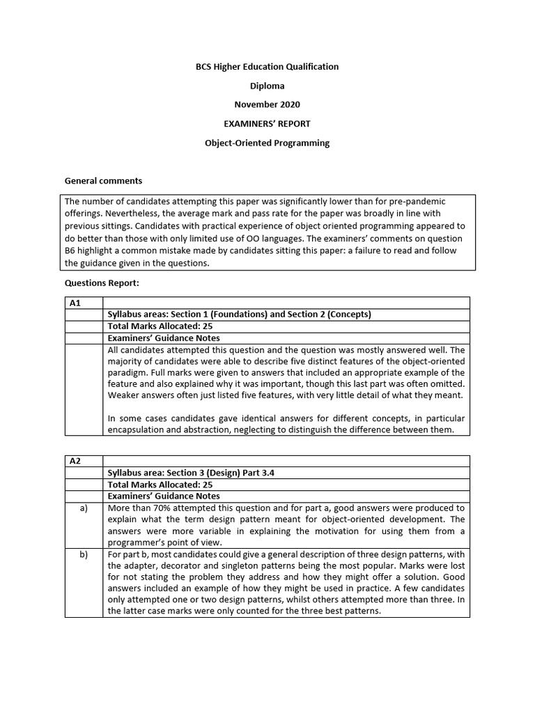 Heq Nov20 Dip Oop Report | PDF | Object Oriented Programming | Computer Science