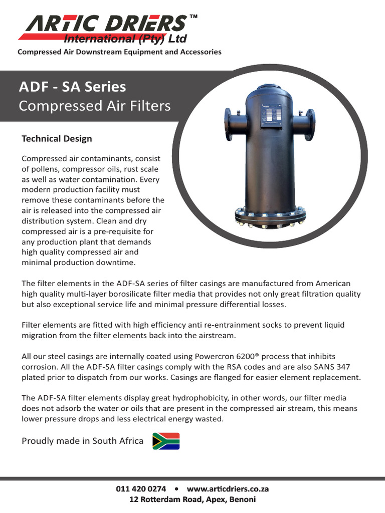 ADF SA Series Filters | PDF | Filtration | Industrial Processes
