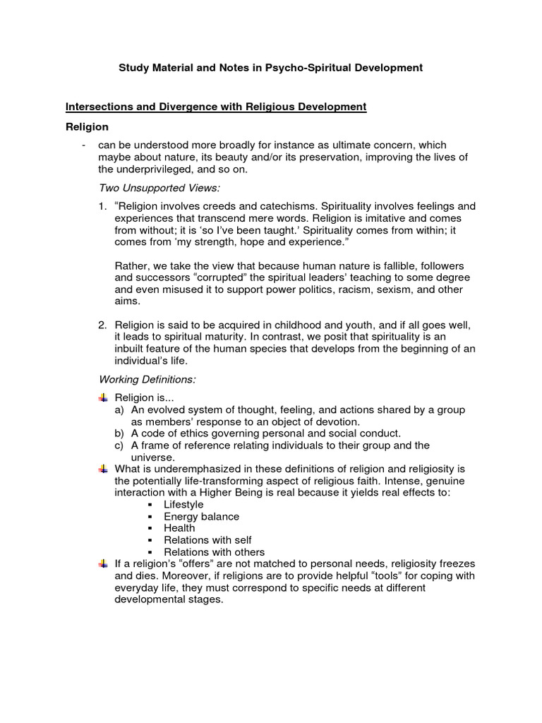 Study Notes in Psycho-Spiritual Development | PDF | Spirituality | Self