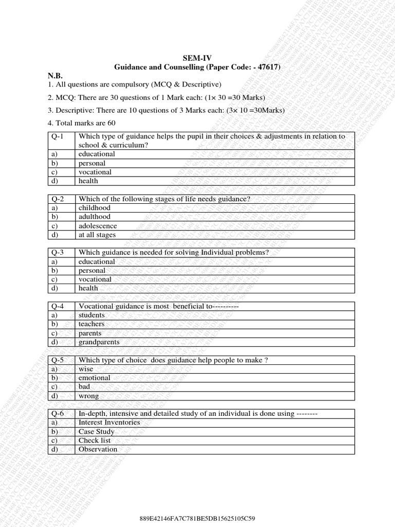 EC3 Guidance and Couselling | PDF | Psychological Concepts | Social ...