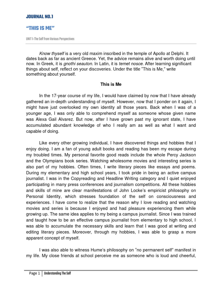 Alvarezalexa Journal-No1 | PDF | Extraversion And Introversion | Behavioural Sciences