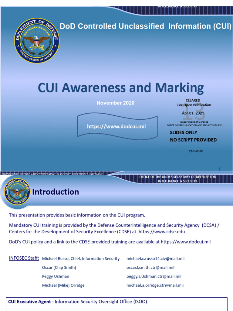 CUI Awareness and Marking Training | PDF | Classified Information ...