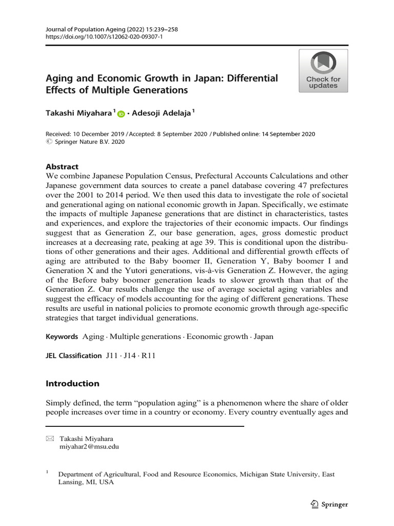 Aging and Economic Growth in Japan - Differential Effects of Multiple ...