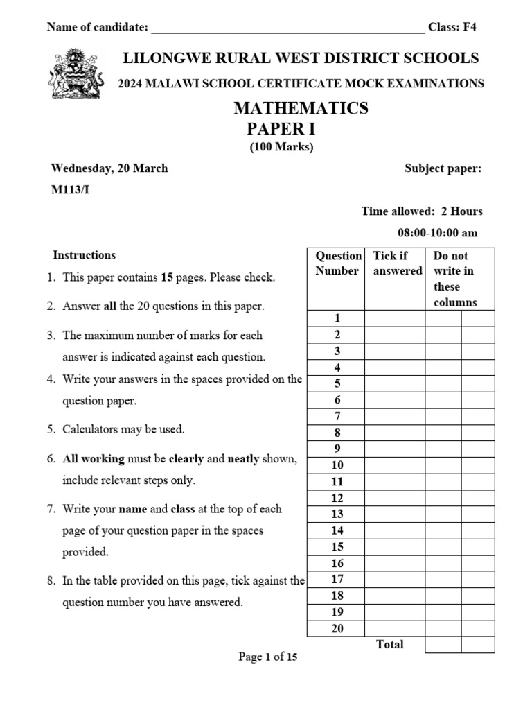 2024 Mathematics I LRW Edit | PDF | Circle | Mathematics