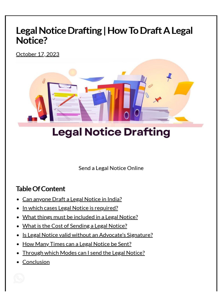 How to Draft a Legal Notice in India | PDF | Advocate | Lawyer