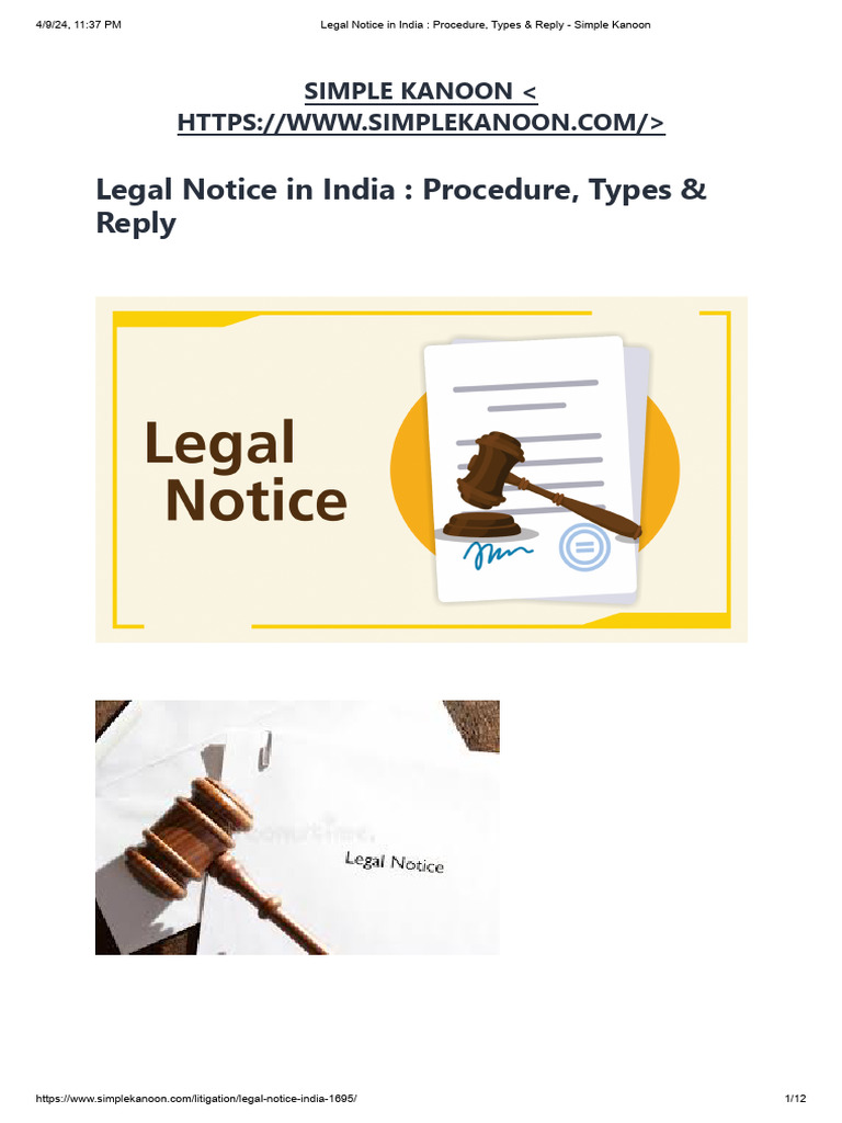 Legal Notice in India: Types & Process | PDF | Leasehold Estate | Lawsuit