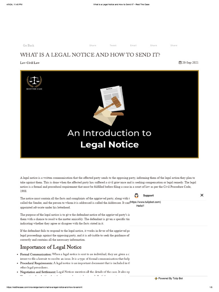 What Is A Legal Notice and How To Send It - Rest The Case | PDF ...