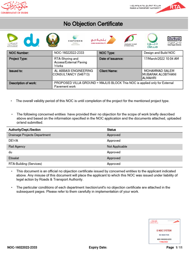 Approved NOC for External Paving Works | PDF | Road | Safety