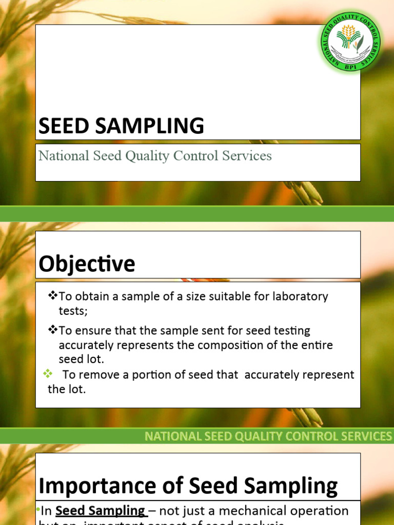 Seed Sampling and Sampling Preparation As of August 12 2020 | PDF ...