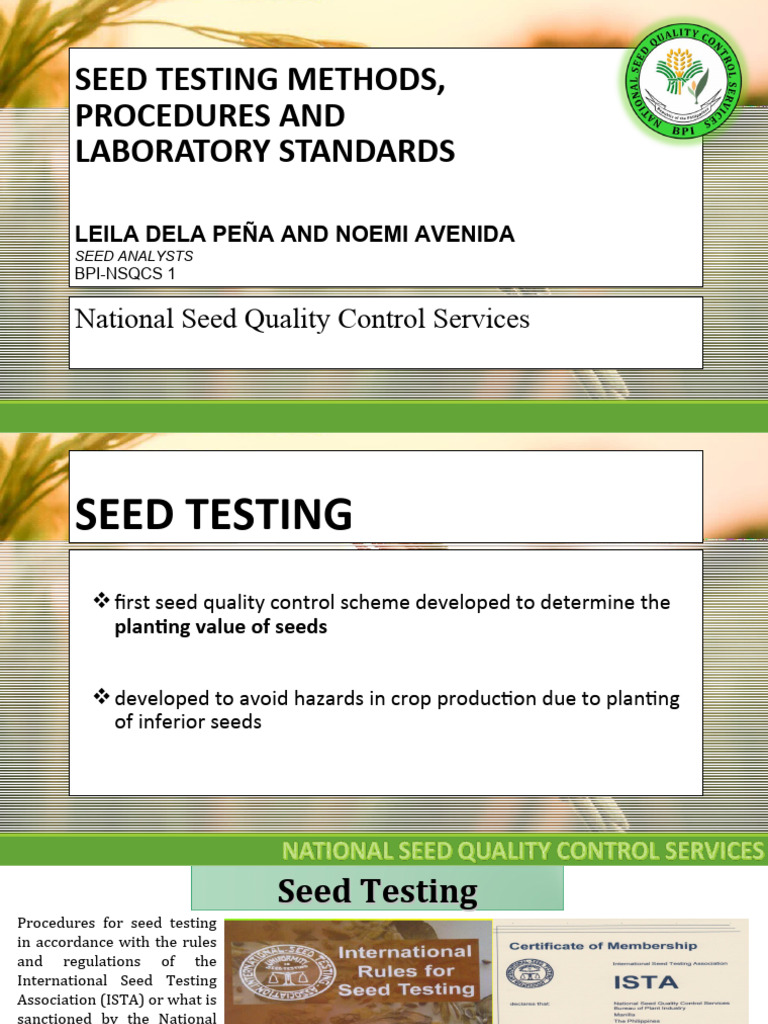 Seed Testing As of August 12 2020 | PDF | Seed | Germination