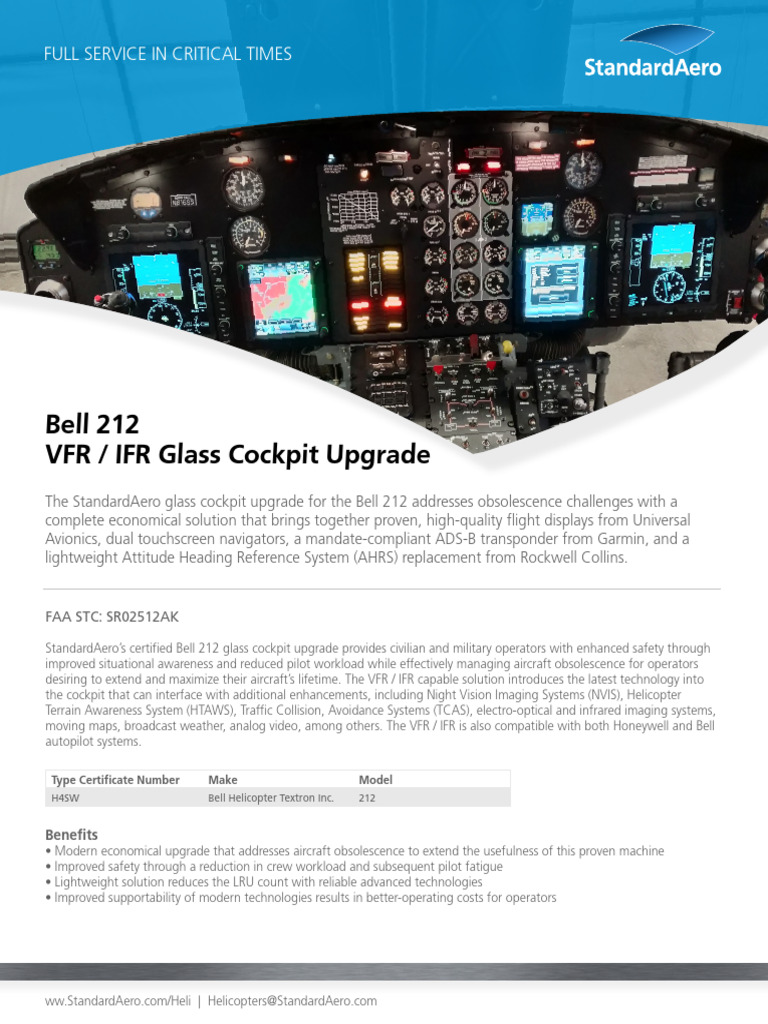 StandadAero Bell 212 Glass Cockpit STC | PDF | Instrument Flight Rules ...