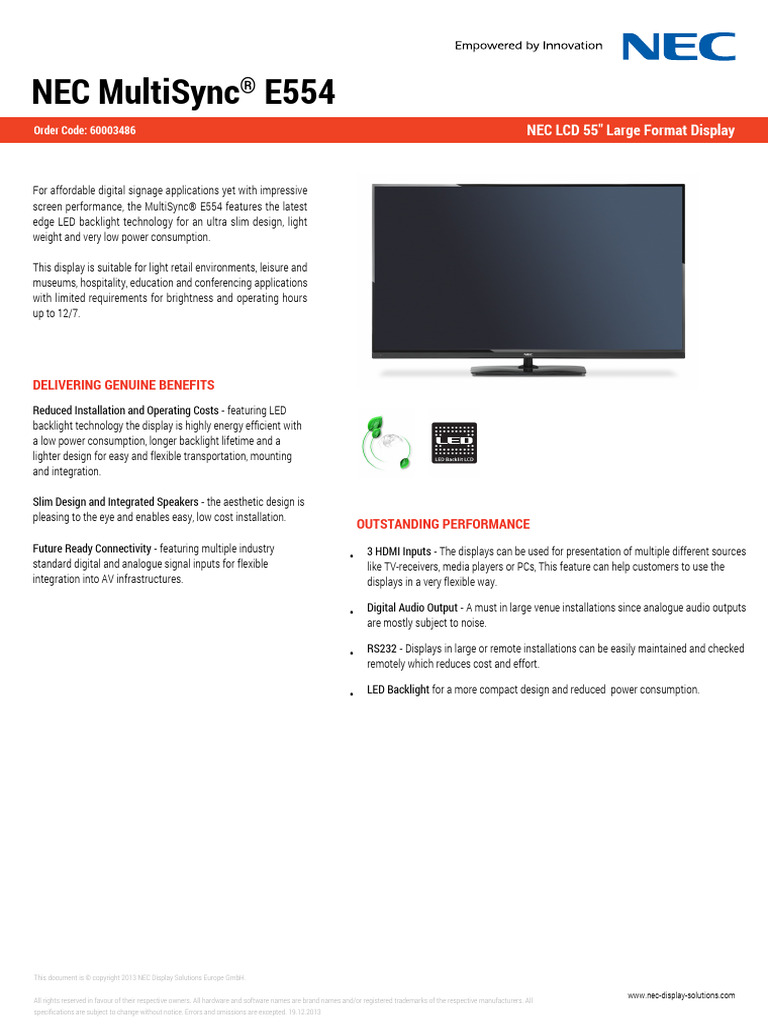 NEC Datasheet E554-English | PDF | Video | Electronic Engineering