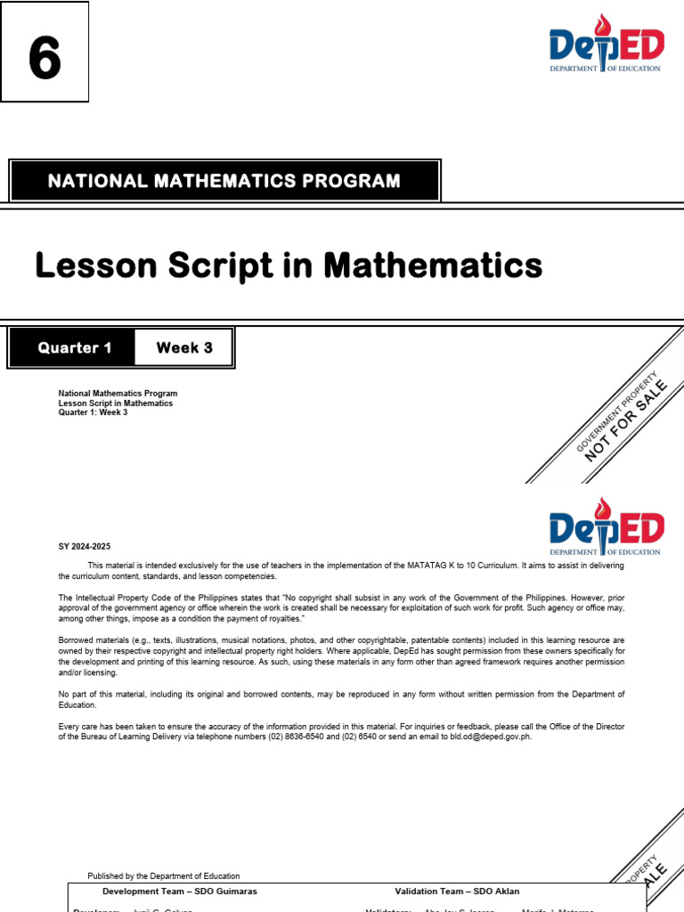 Lesson Script in Mathematics | PDF | Copyright | Learning
