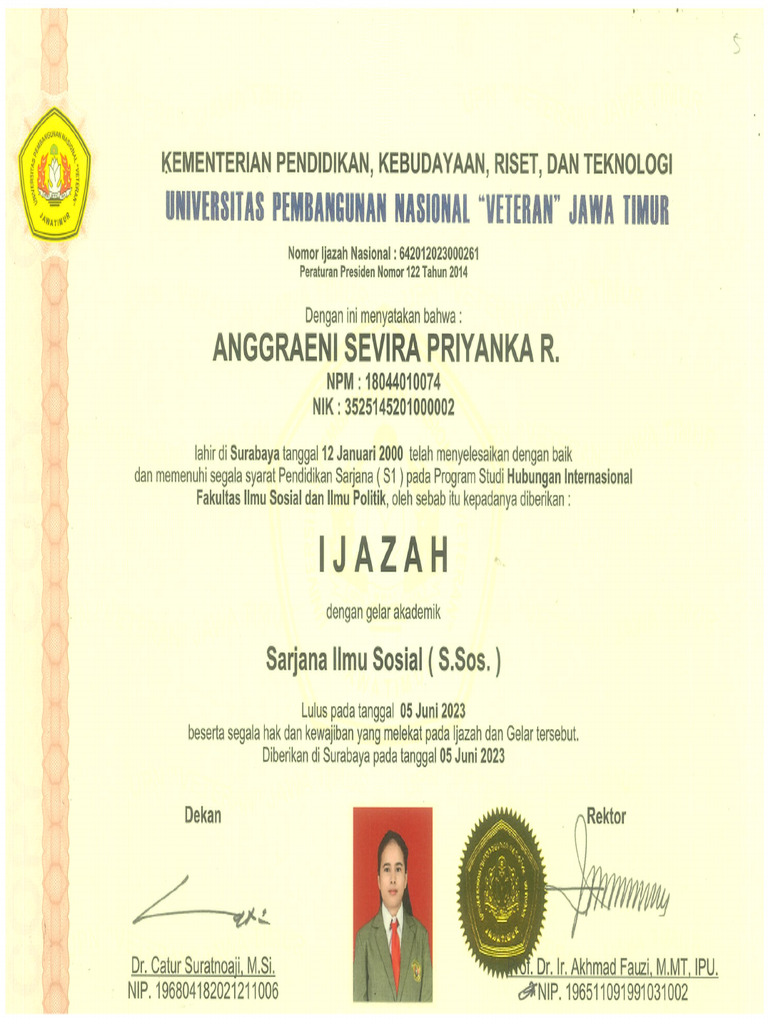 IJAZAH Dan TRANSKRIP | PDF