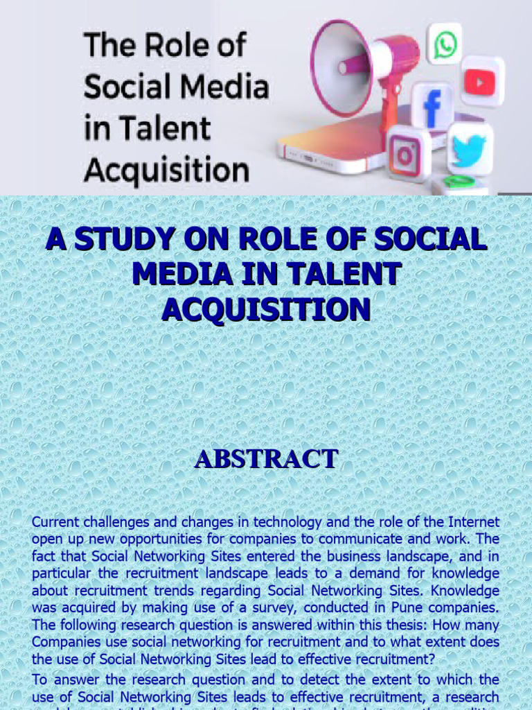 Role of Social Media in Talent Acquisition 25th July 2024 | PDF ...