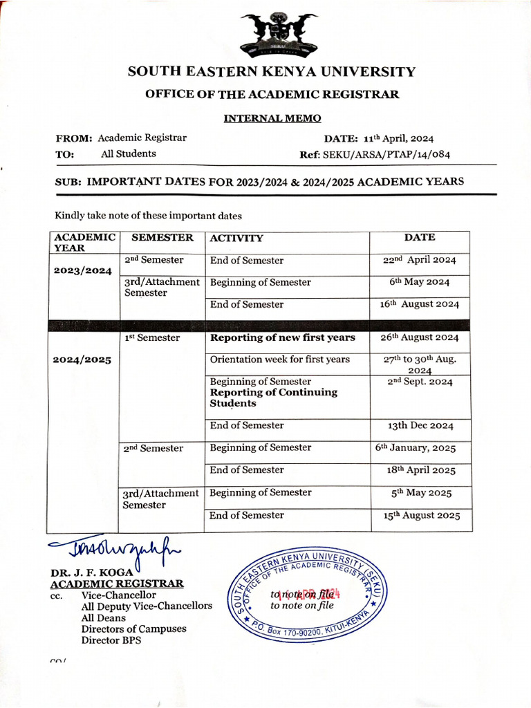 Important Dates | PDF