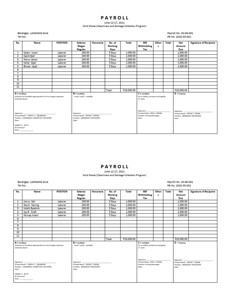 Payroll Jan 2021 | PDF | Payroll Tax | Income