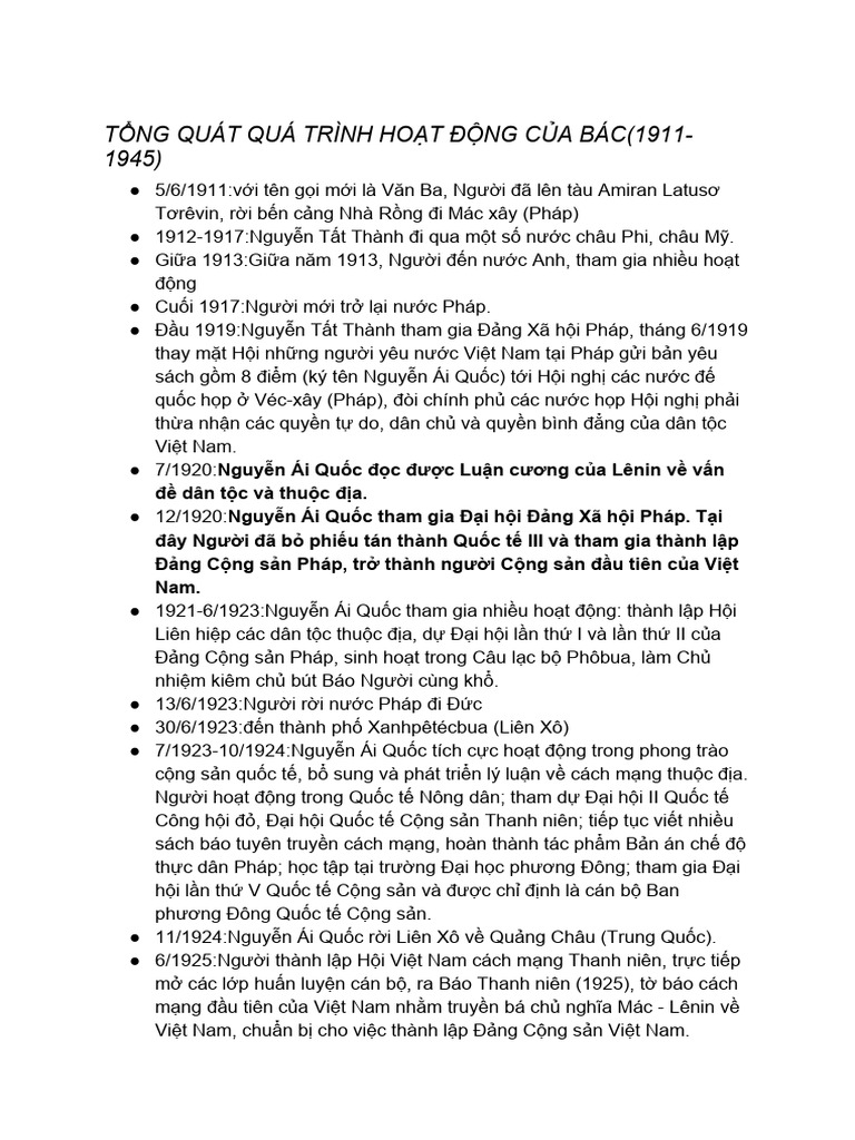 Quá Trình Ho T Đ NG C A Bác | PDF