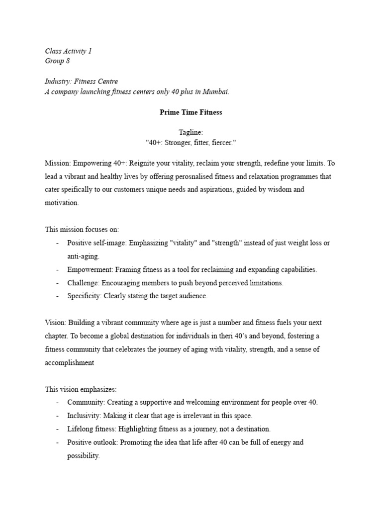 Business Strategy Class Activity 1 | PDF | Self-Improvement