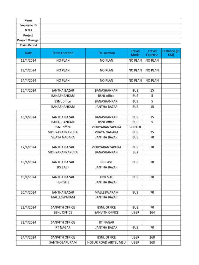Mahendra Kumar Claim Sheet April-24 | PDF | Telecommunications ...