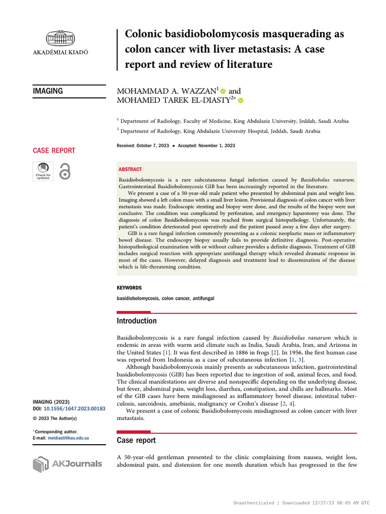 Case Report | PDF | Colorectal Cancer | Biopsy