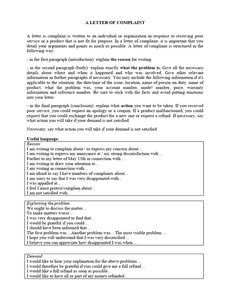 How to Write a Complaint Letter | PDF