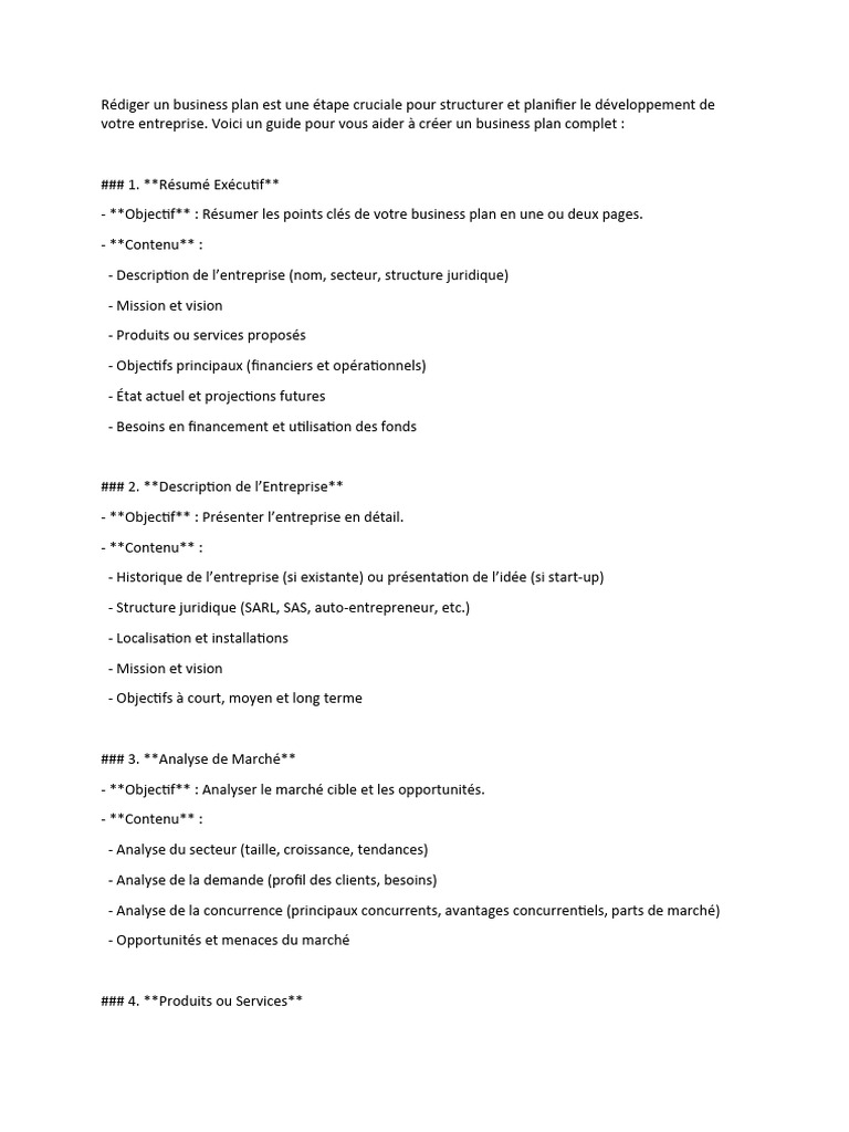 Rédiger Un Business Plan Est Une Étape Cruciale Pour Structurer Et Planifier Le Développement de ...