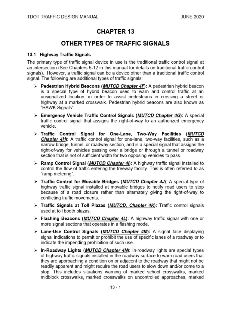 Chapter 13 - Other Types of Traffic Signals | PDF | Traffic ...